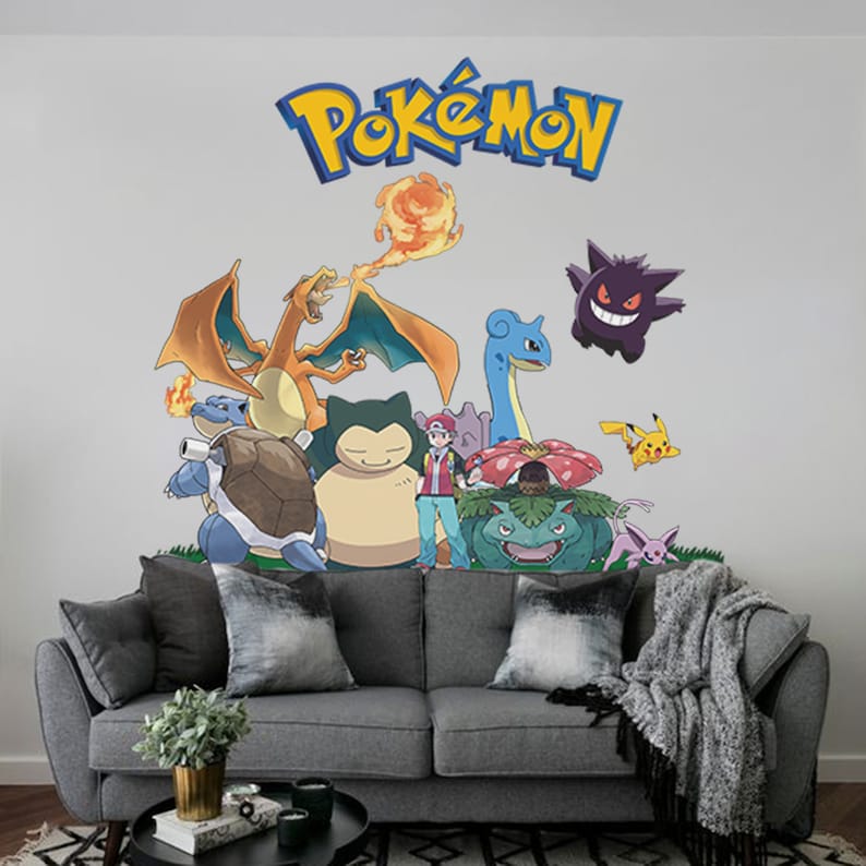 Pikachu Wall Decal Pokemon Wall Art Snorlex Wall Decal Charlizard ...