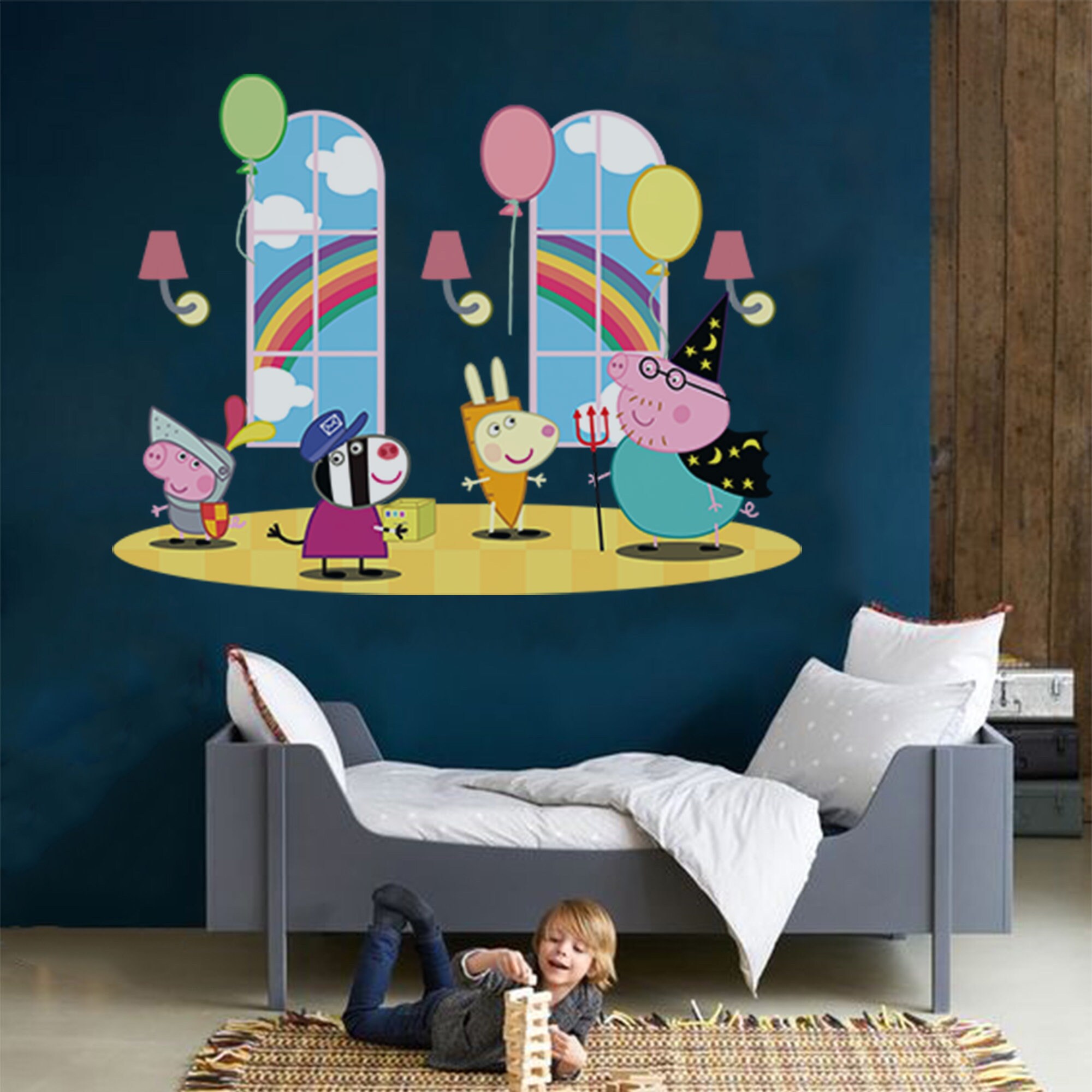 Peppa Pig Wall Decal Peppa Family Wall Decal Piglet Cartoon Hasbro Wall ...