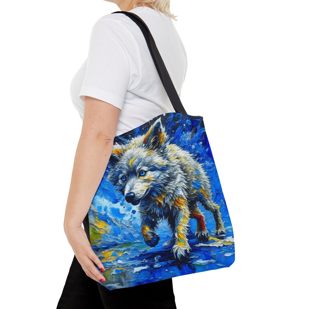 Wolf Tote Bag Oil Painting Tote Bag Wolf Pup Cub Tote Bag - Etsy