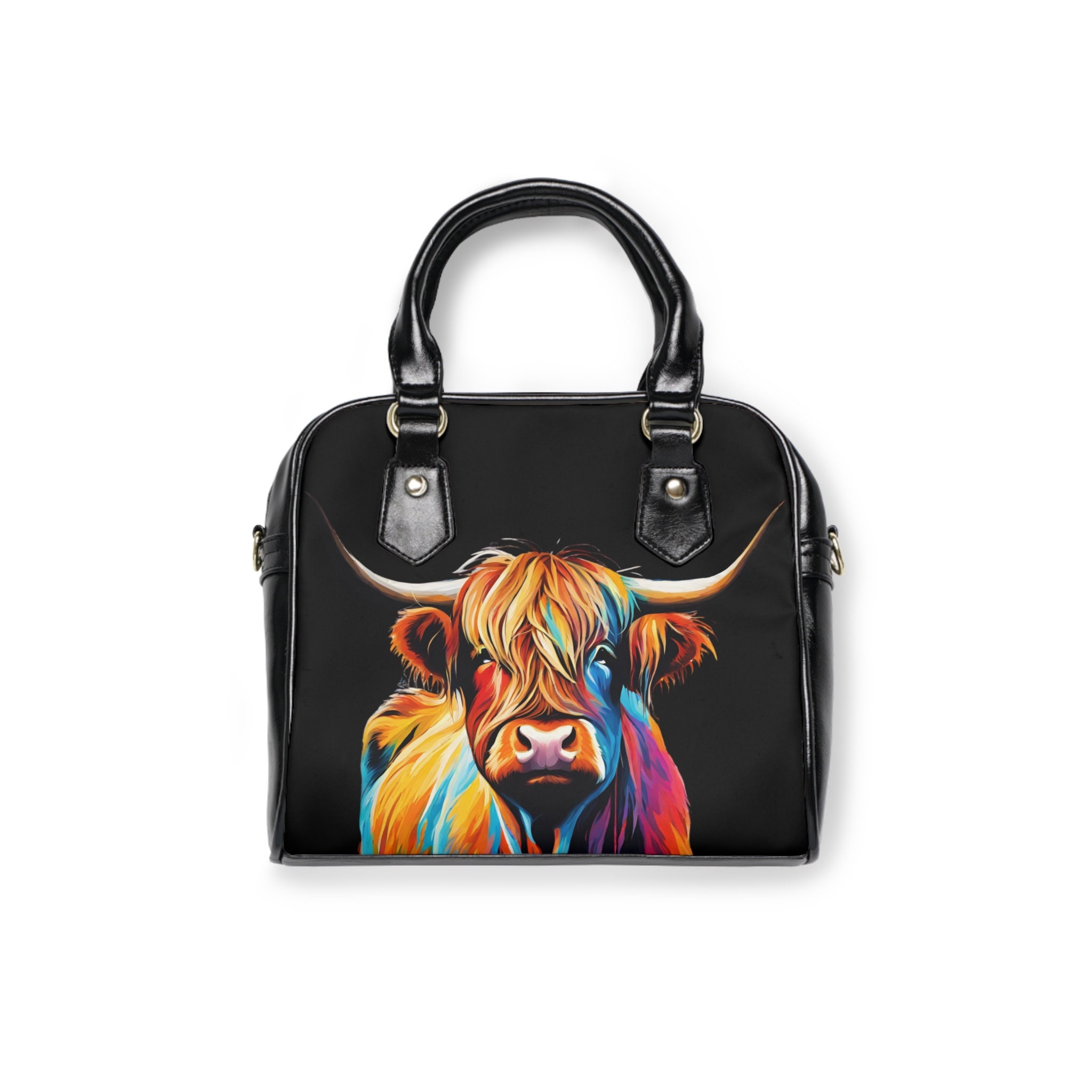 Highland Cow Purse. Black Purse. Graffiti Inspired Print Purse. Small ...