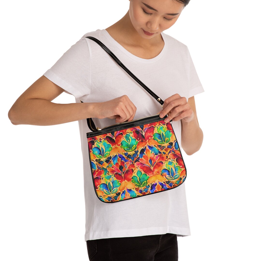 Colorful Watercolor Print Shoulder Bag. Multicolored Purse. Gift for ...