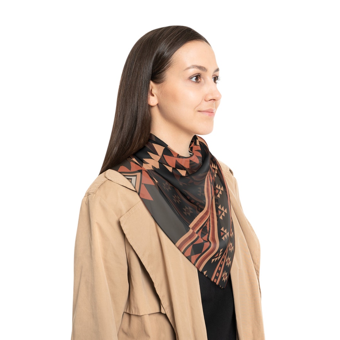 Southwest Print Scarf. Poly Scarf. Black Scarf. Native American. Sarong ...