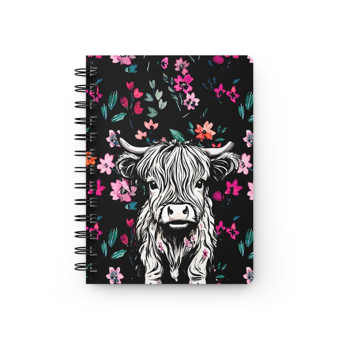 Highland Cow Print Journal. Black Spiral Bound Journal. Highland Cow ...