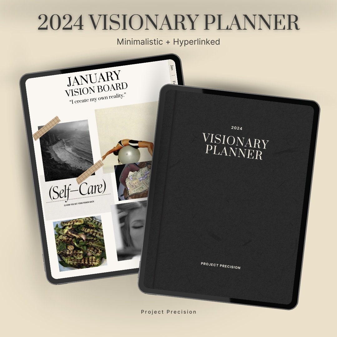 2024 Visionary Digital Planner Minimalistic iPad Planner Digital Weekly Planner Monthly Vision ...