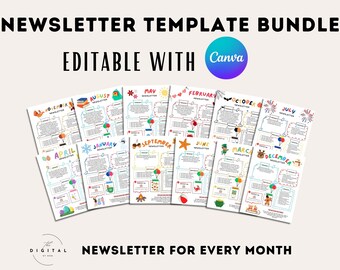 June Newsletter Template, Editable Newsletter, Monthly Newsletter ...