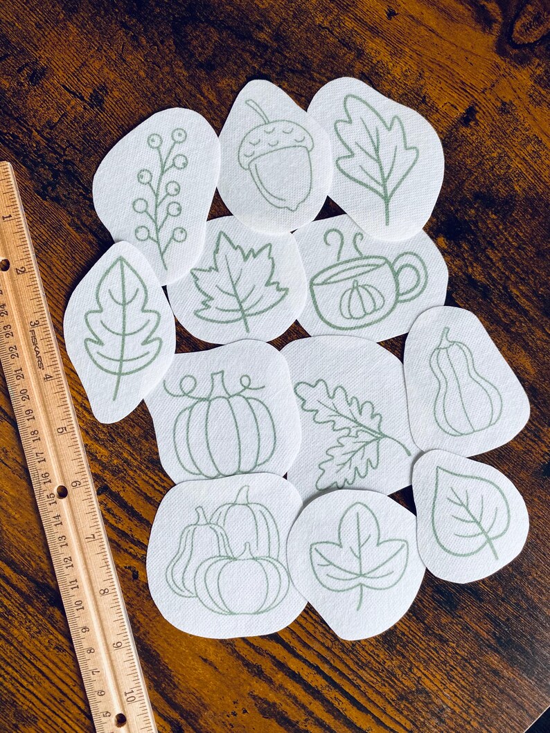 Fall Embroidery Stickers: Stick and Stitch Patterns - Washable Designs ...