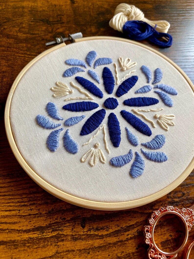 Mexican Talavera Embroidery Pattern: Beginner-friendly Floral Design ...