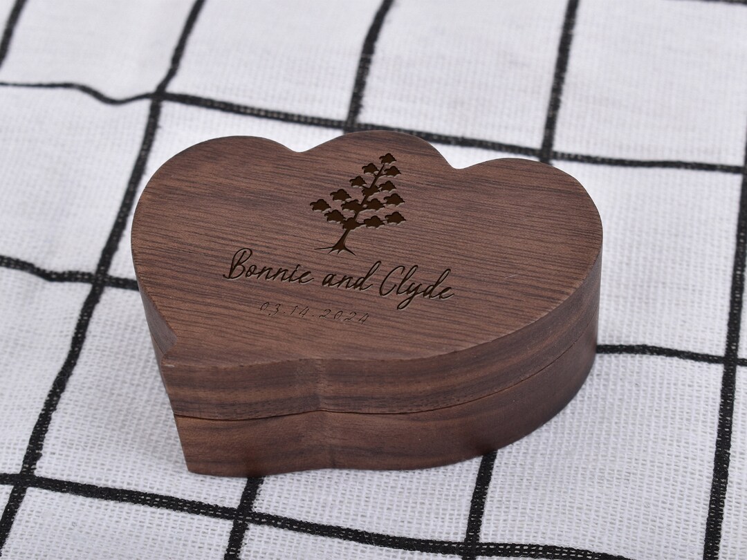 Personalized Wooden Wedding Ring Box Custom Engraved Engagement Box for ...