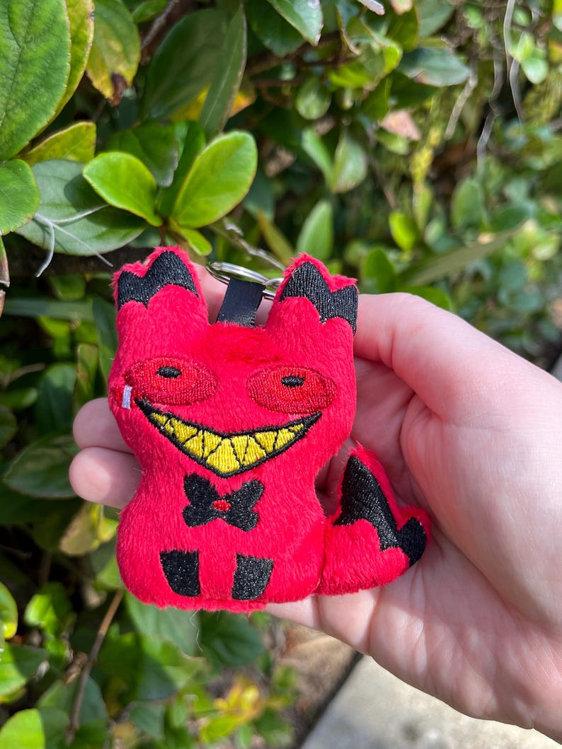 Cursed Alastor Cat Plush Keychain | Handmade Plushie Charm Gift for ...