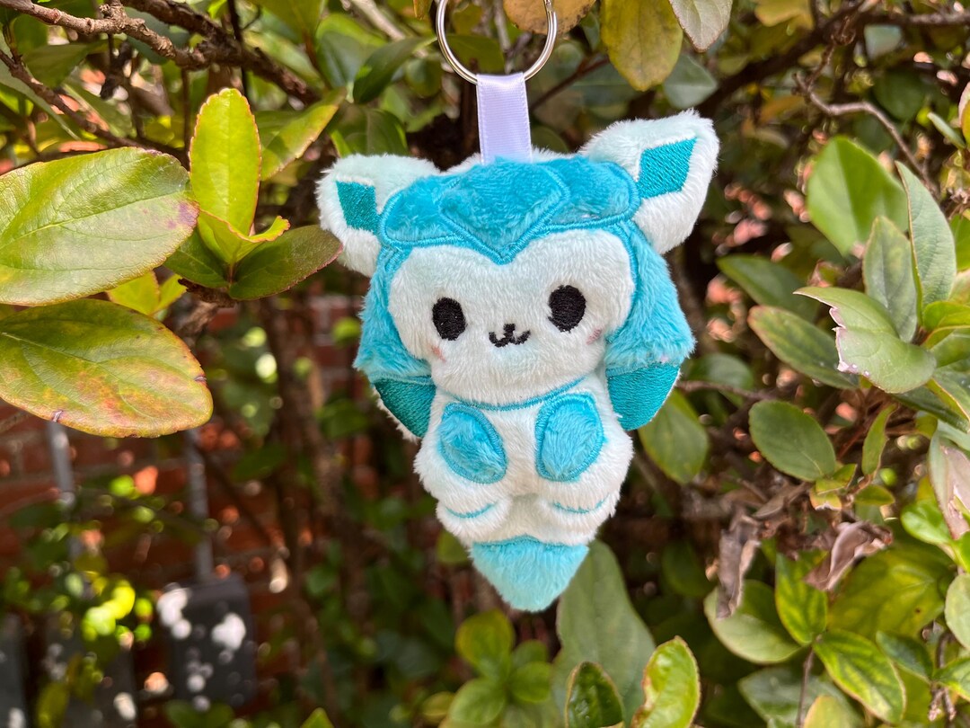 Glaceon Pokemon Plush Keychain Handmade Plushie Charm Gift for Gamers ...