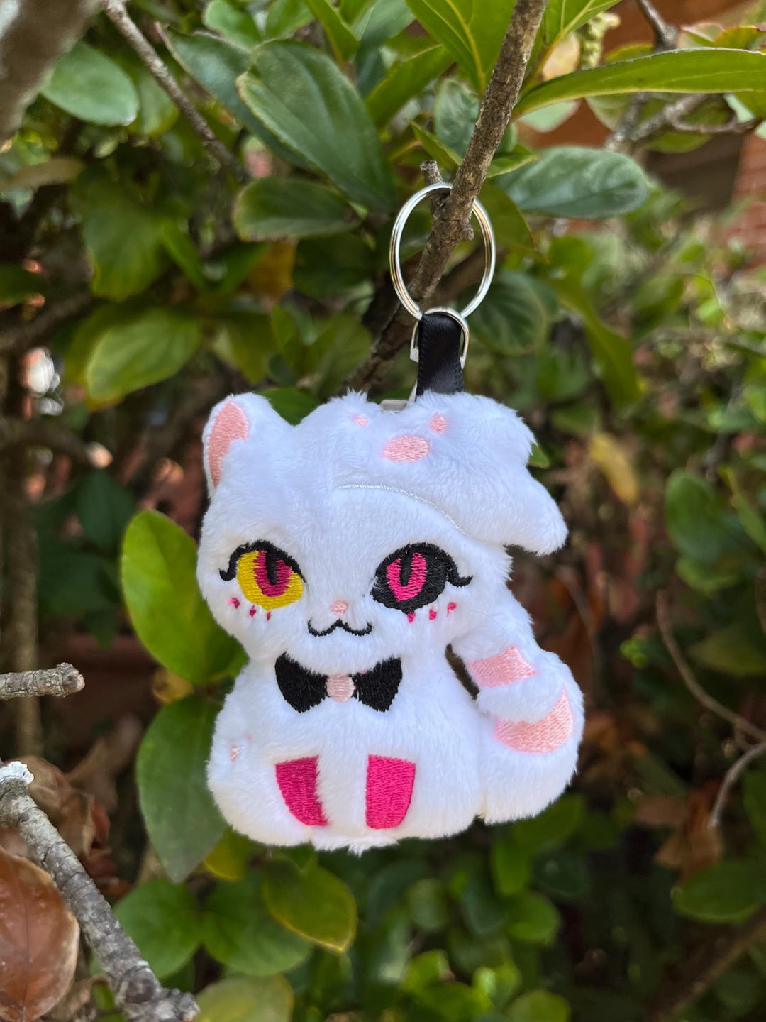 Angel Dust Cat Plush Keychain | Handmade Plushie Charm Gift for Anime ...