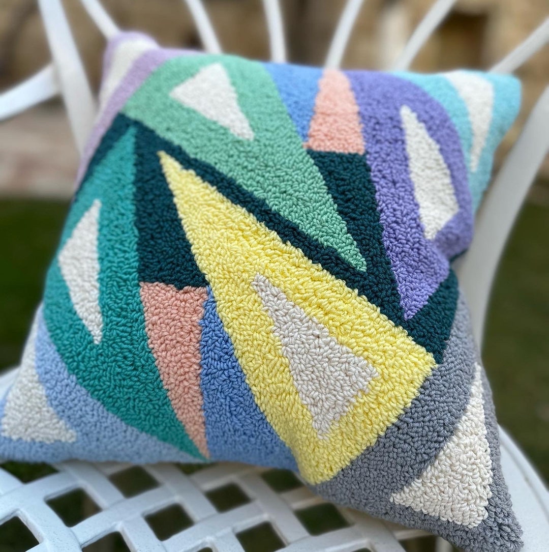Punch Needle Handmade Throw Pillow,hand Tufted Throw Pillow,modern ...