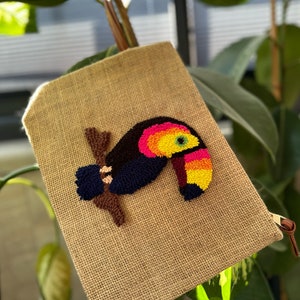 Hand Tufted Clutch Bag,punch Needle Bag,embroidered Bag,tukan Bird Bag ...