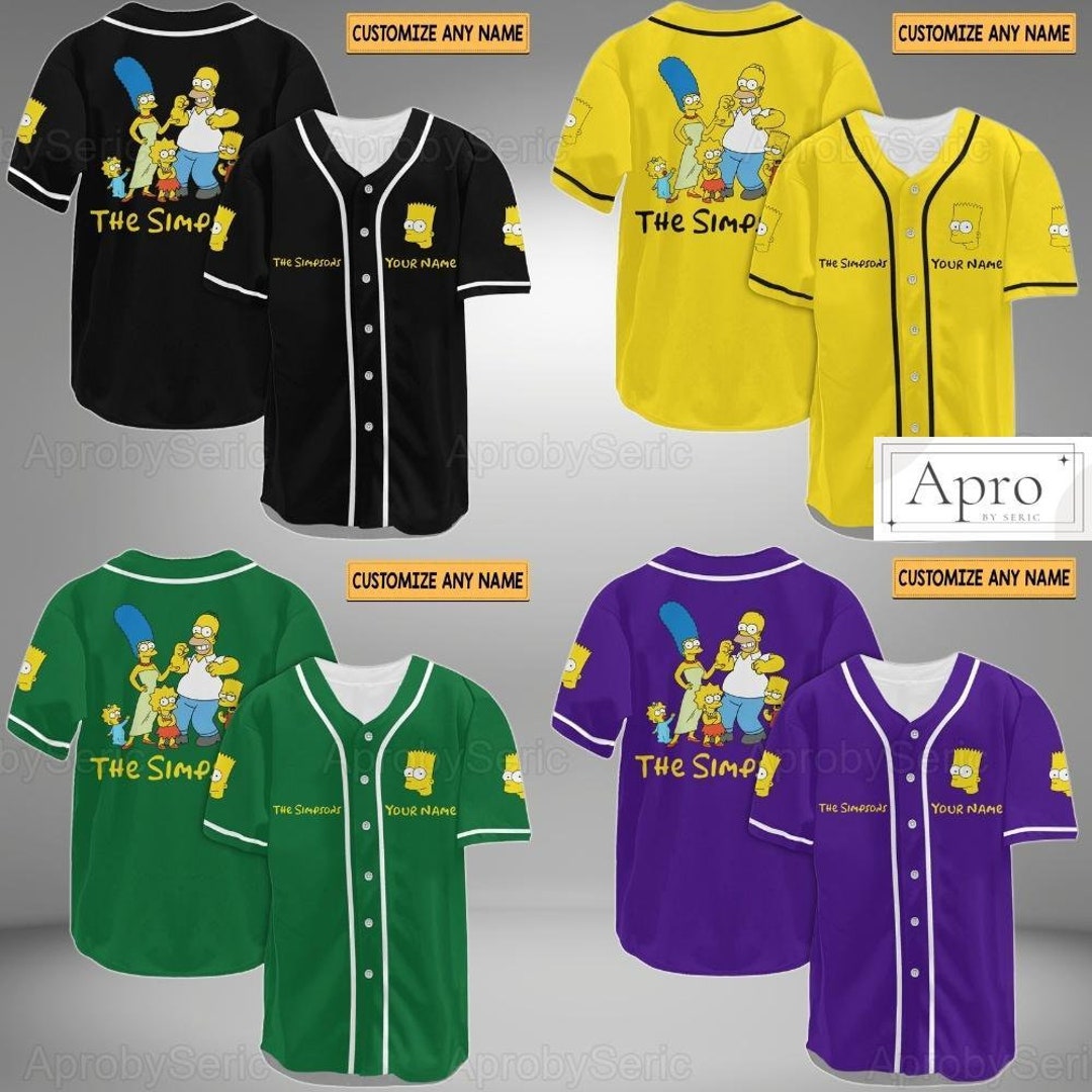 Custom the Simpsons Jersey, Simpsons Family Baseball Shirt, Funny Movie ...