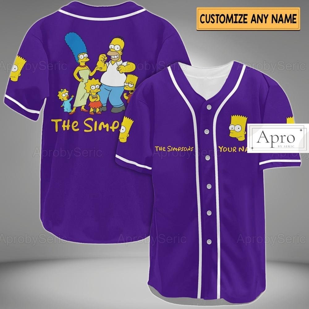 Custom the Simpsons Jersey, Simpsons Family Baseball Shirt, Funny Movie ...