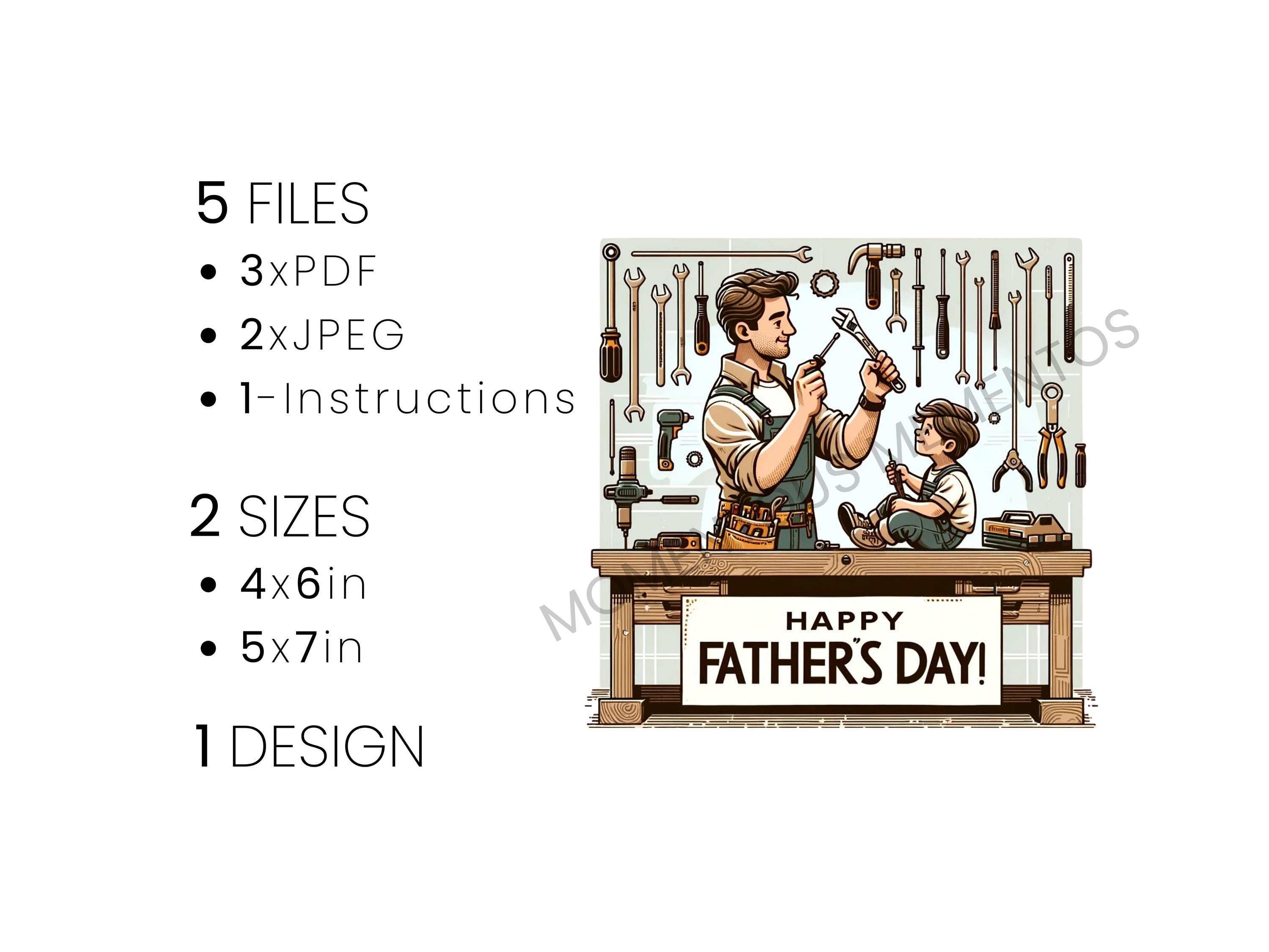 Happy Father's Day - Digital Downloadable Greeting Card, Handyman Theme ...
