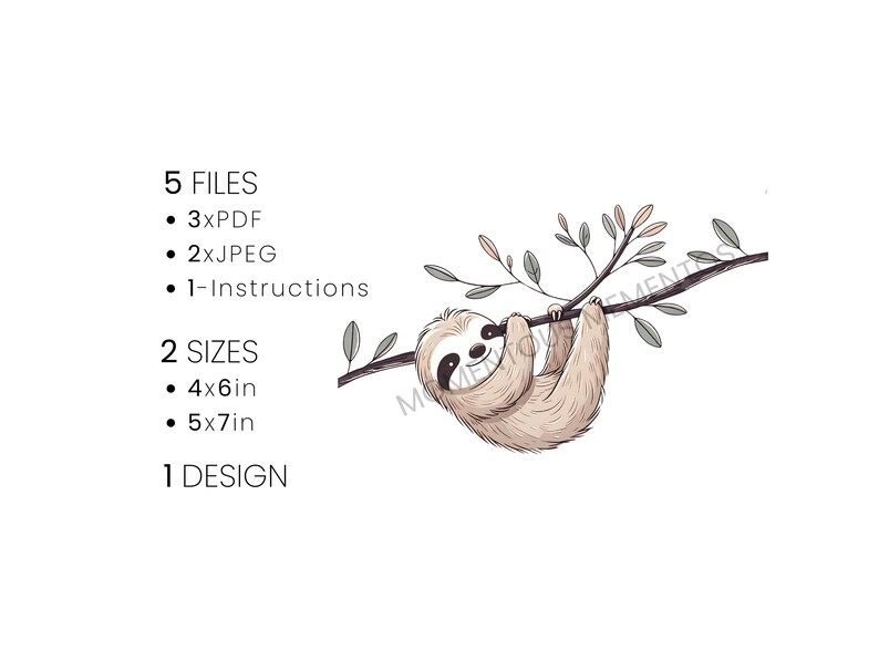 Sloth Printable Birthday Card - Cute Hanging Sloth Illustration ...