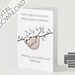 Sloth Printable Birthday Card - Cute Hanging Sloth Illustration ...