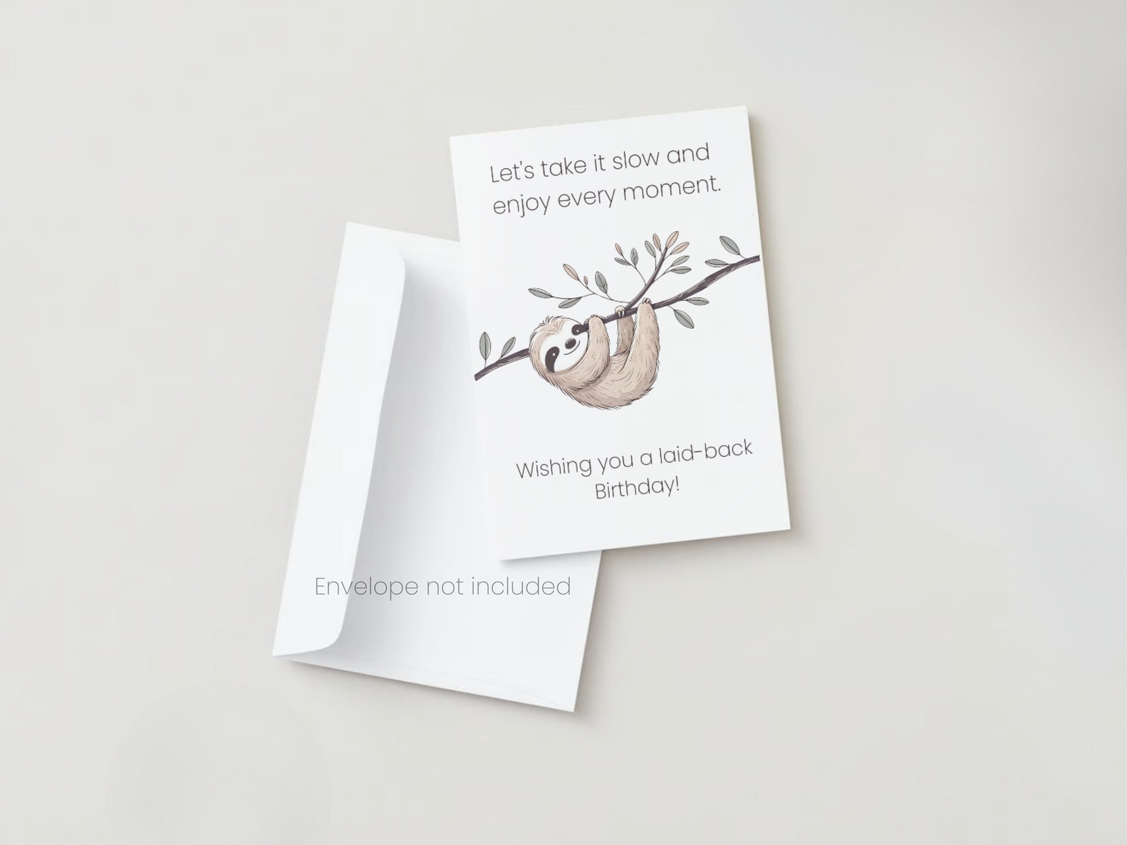 Sloth Printable Birthday Card Cute Hanging Sloth Illustration Humorous ...