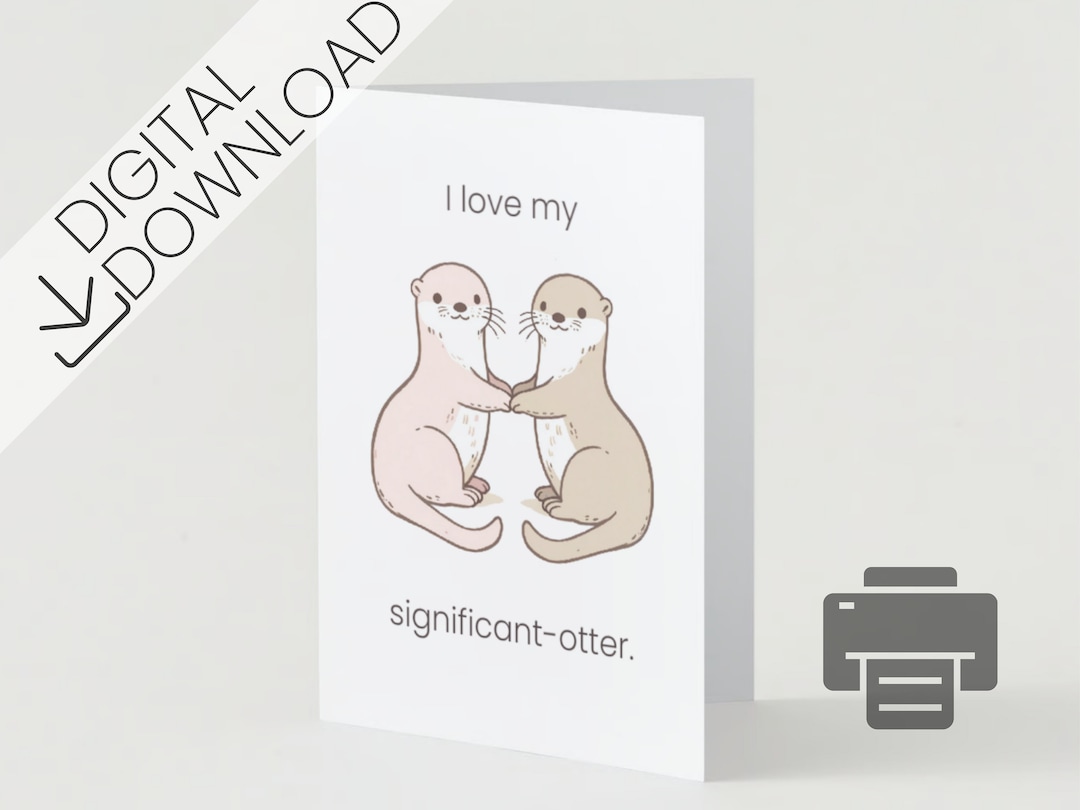 Significant Otter Love Card - Cute Otters Holding Hands Illustration ...
