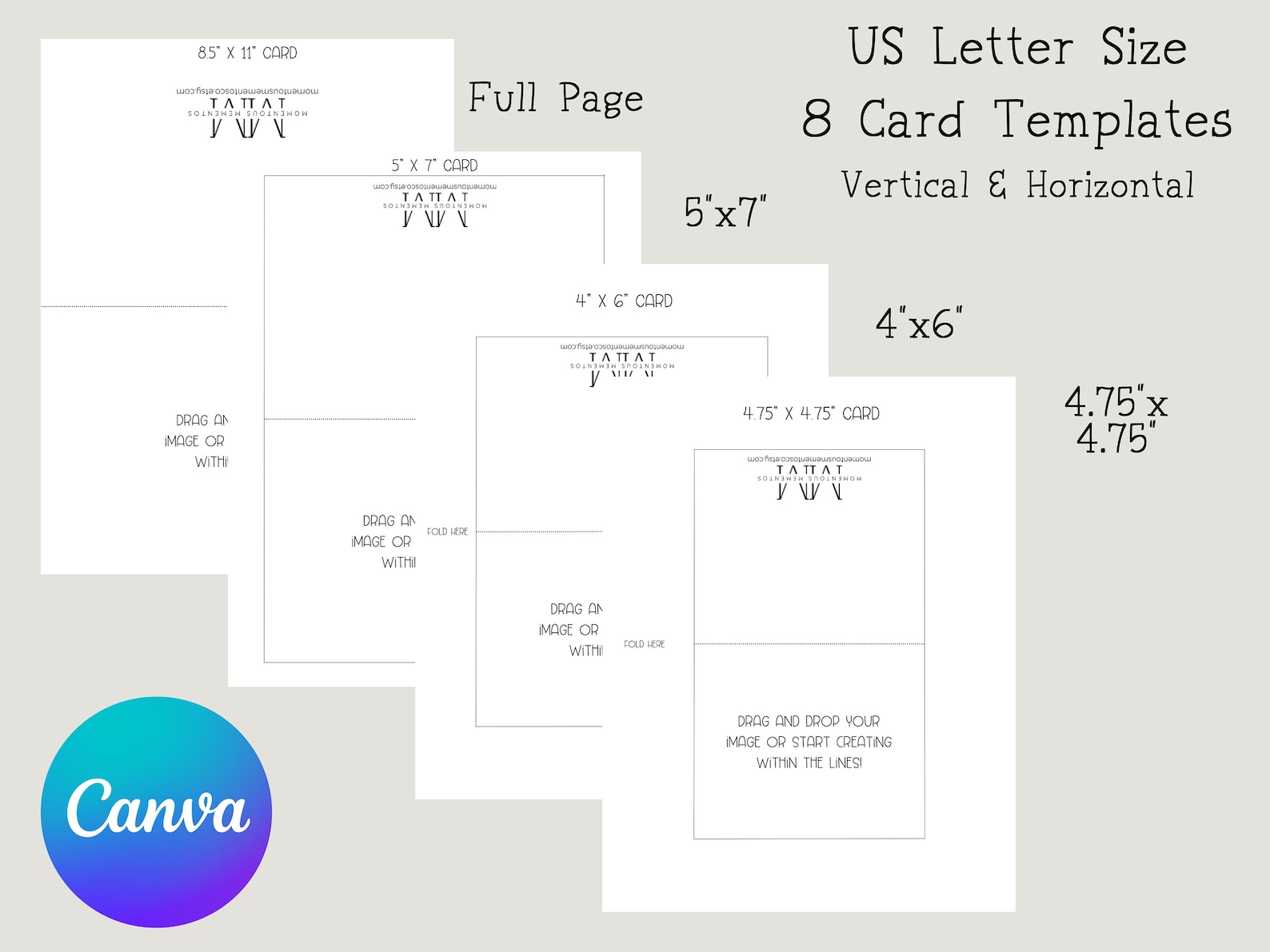 Editable Canva Card Templates | US Letter Size | 8 Card Formats | DIY ...