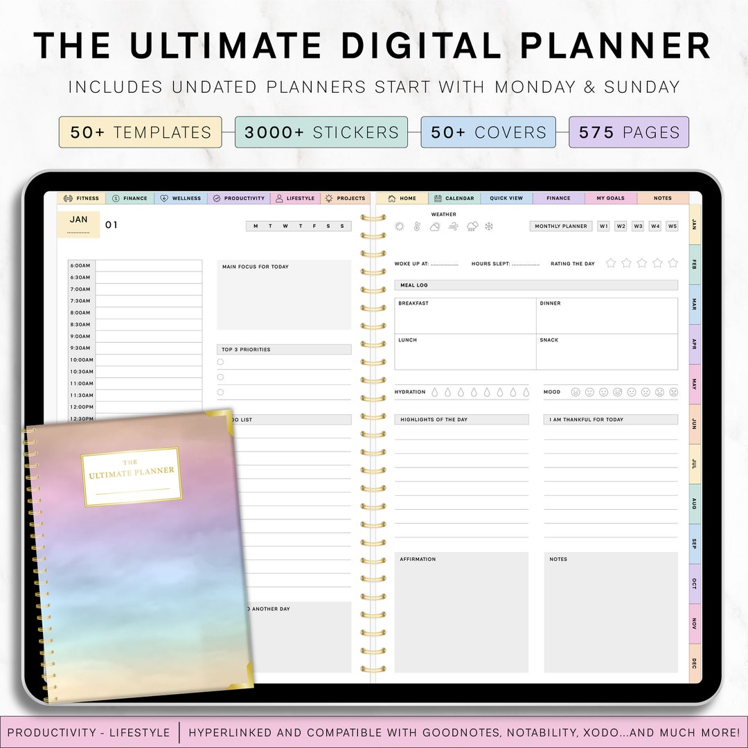 Digital Planner Daily Weekly Monthly Planner Goodnotes Planner ...