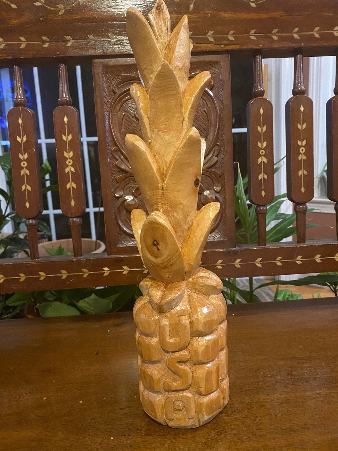 Hand Carved Wooden Pineapple - Etsy