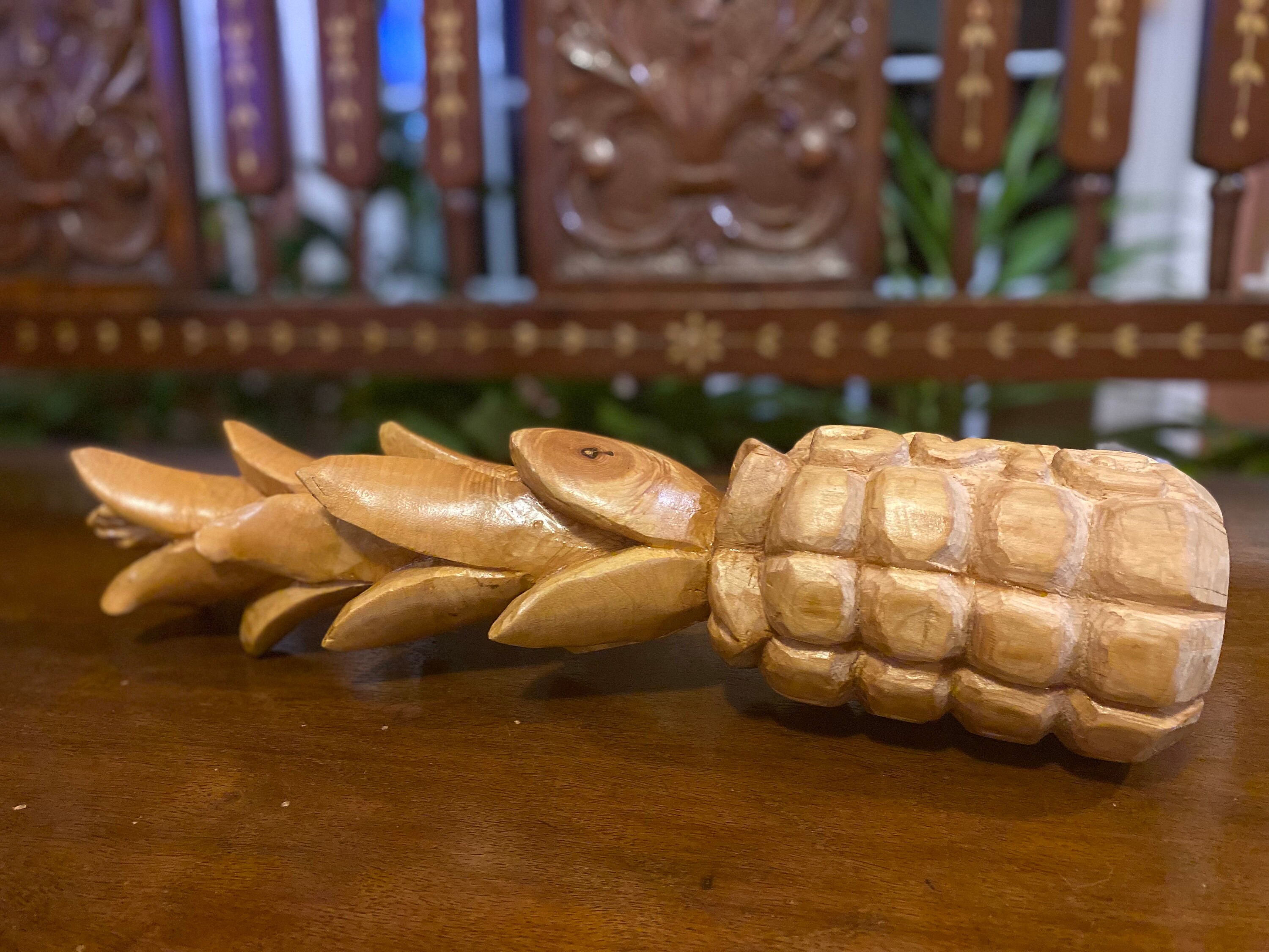 Hand Carved Wooden Pineapple - Etsy