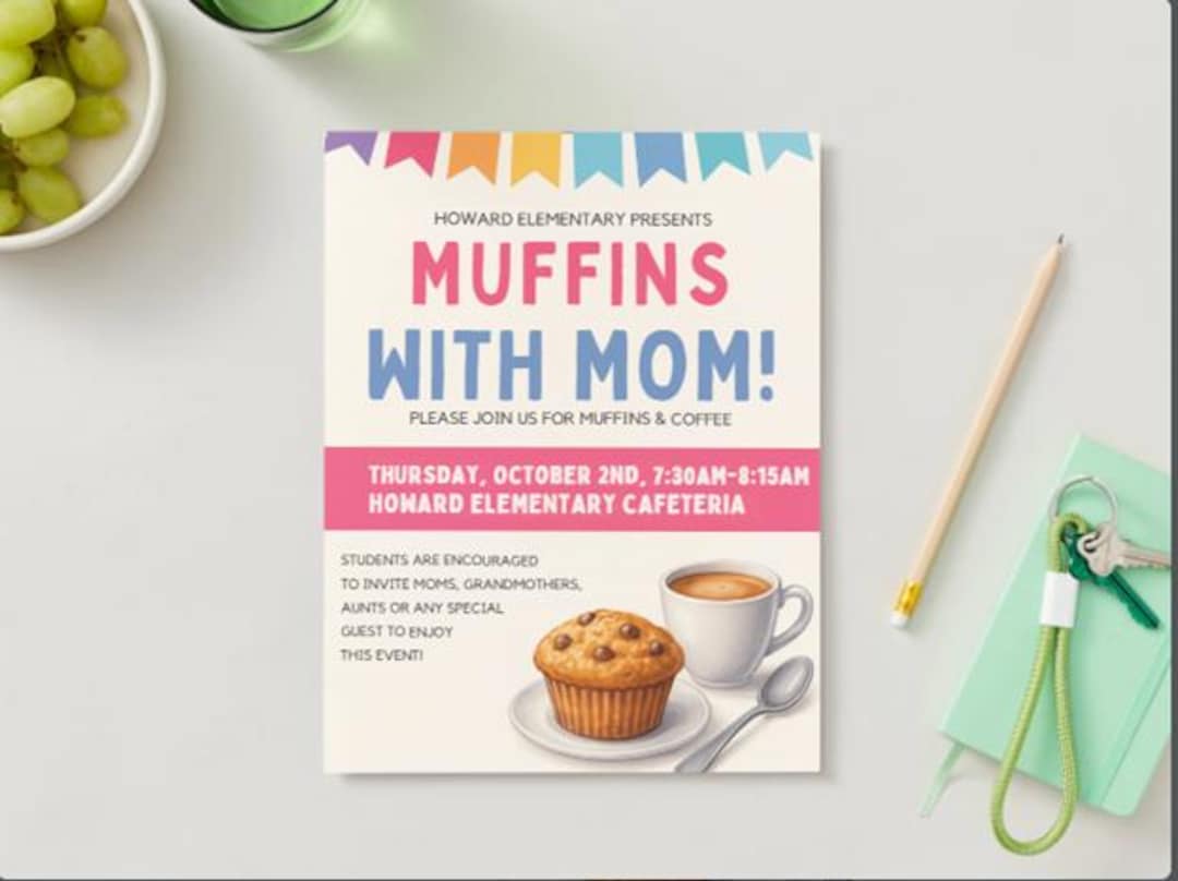 Muffins With Mom Flyer | Editable Canva Template | Instant Digital ...