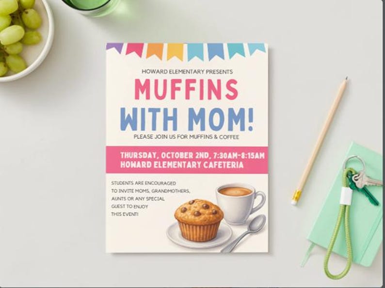 Muffins With Mom Flyer | Editable Canva Template | Instant Digital ...
