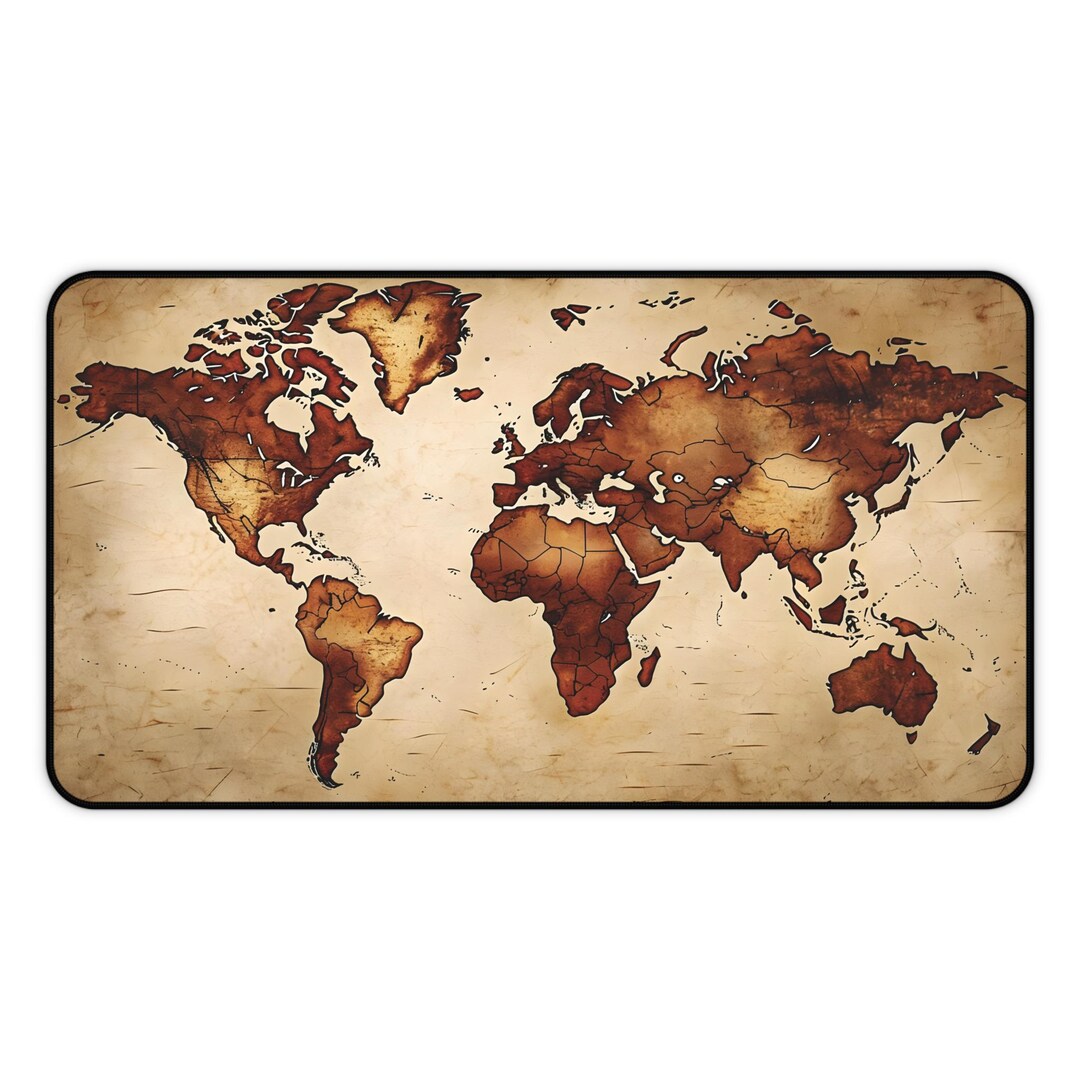 World Map Desk Mat, Mouse Pad - Office Decor, Desk Accessory, Desk ...