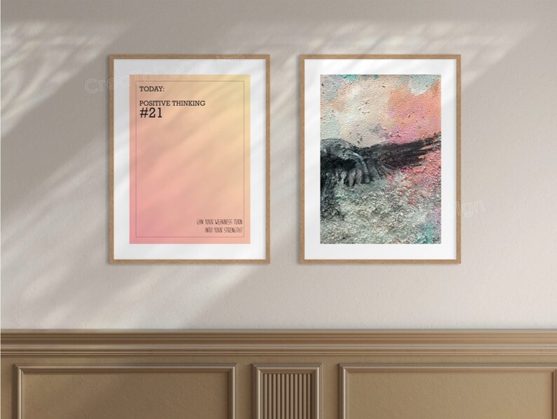 Pink Aura Poster Set of 3 Positive Affirmation, Pastel Wall Poster Pink ...