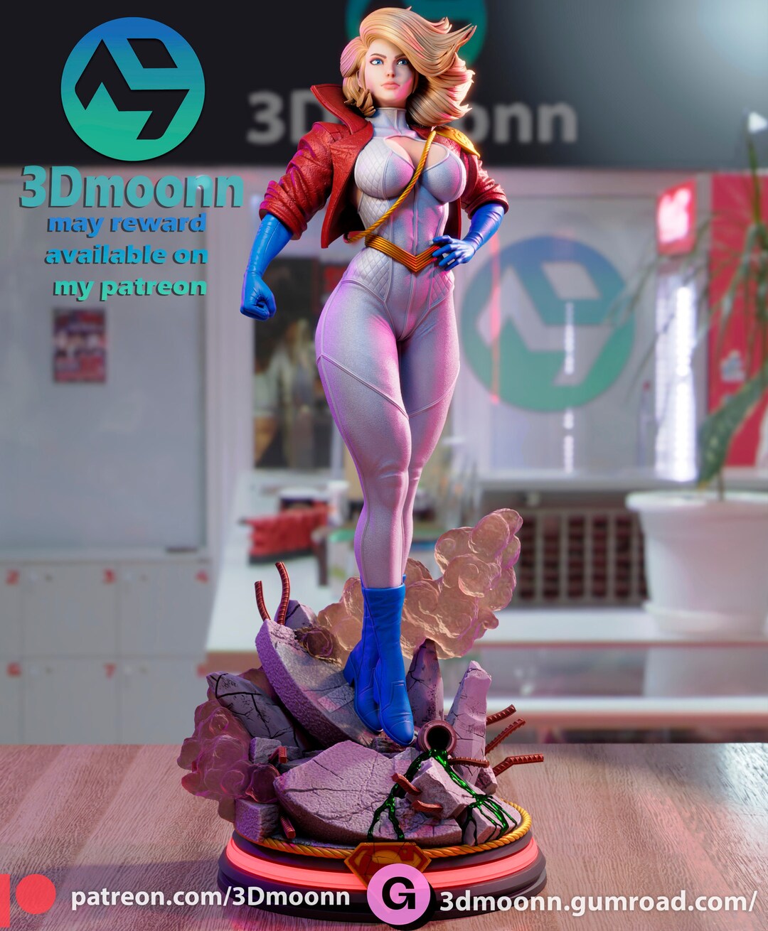 Powergirl Model Kit Fan Art, 3D Printed Unpainted Unassembled Resin Garage Kit, Statue, SFW ...