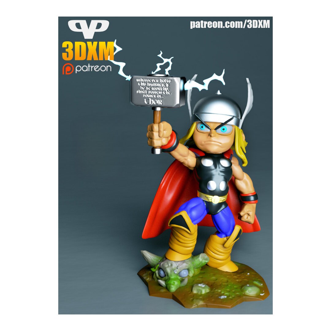 Thor Chibi, Fan Art, Resin Model Kit, 3D Printed, Unpainted ...