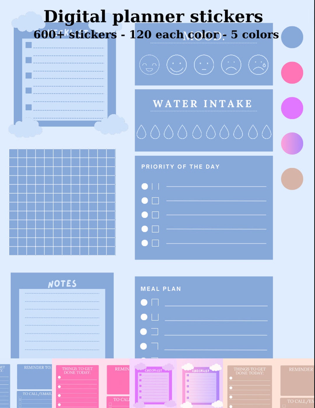 Digital Sticky Notes, Digital Planner Stickers for Goodnotes - Etsy UK