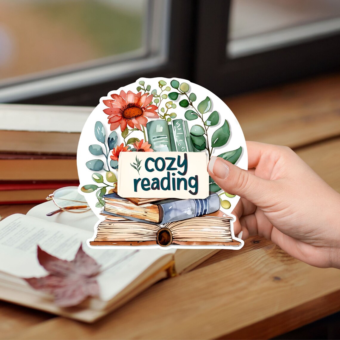 Cozy Reading Sticker, Cute Cottagecore Sticker, Kindle Stickers,bookish ...