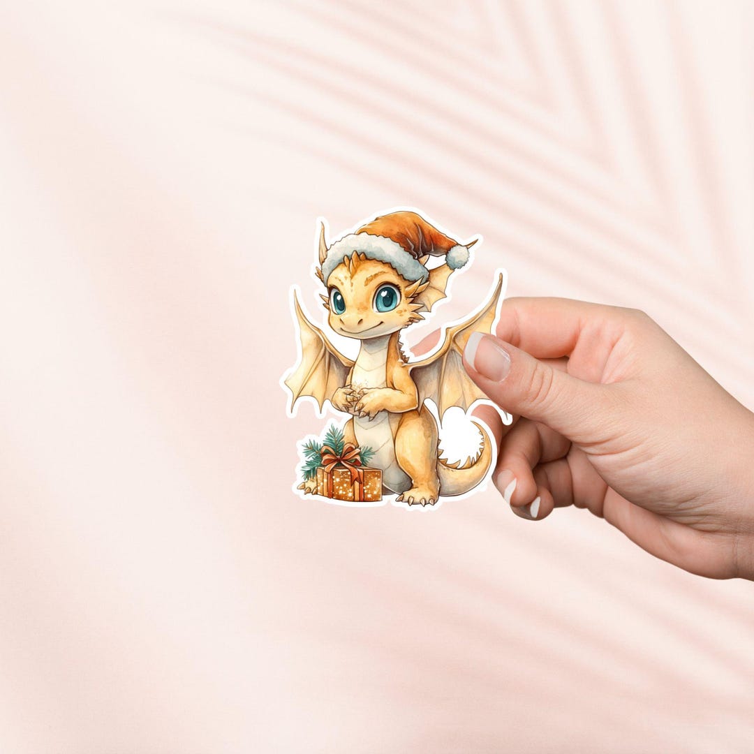 Christmas Baby Dragon Fantasy Reader Sticker, Holiday Book Lover Gift ...