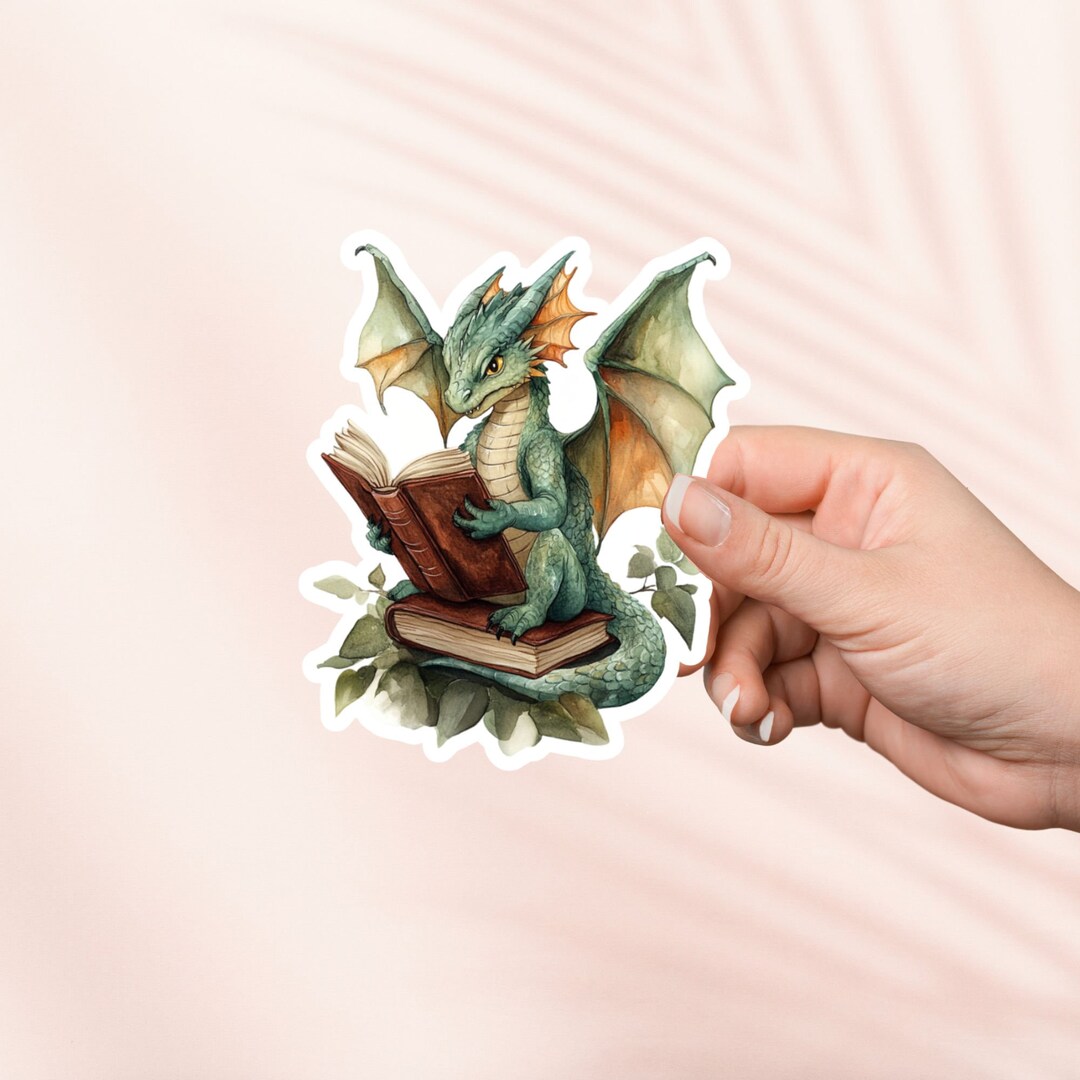 Book Dragon Fantasy Reader Sticker, Bookish Merch, Book Lover Gift, E ...