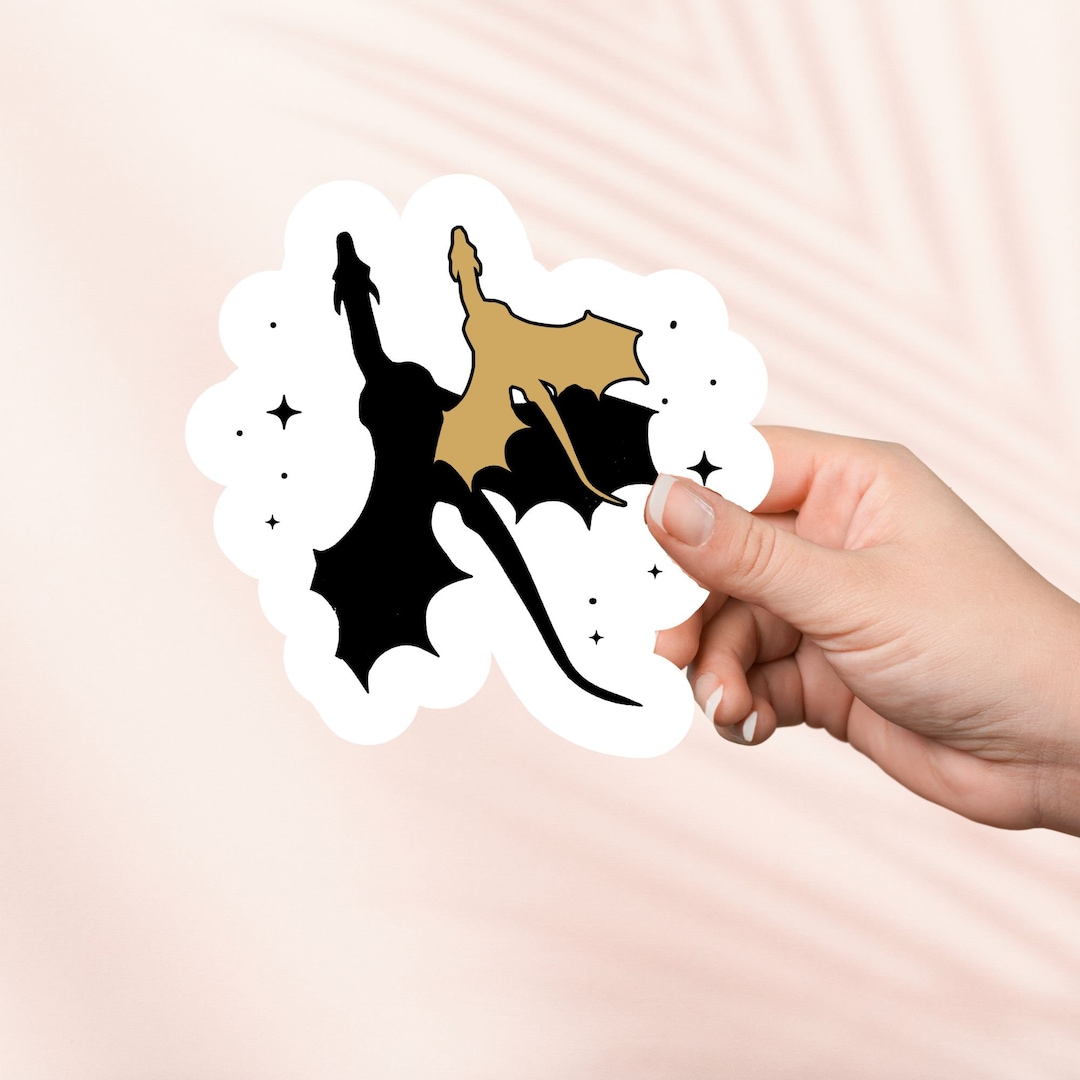 Black and Gold Dragon Fantasy Sticker, Fourth Wing, Bookish Merch, Book ...