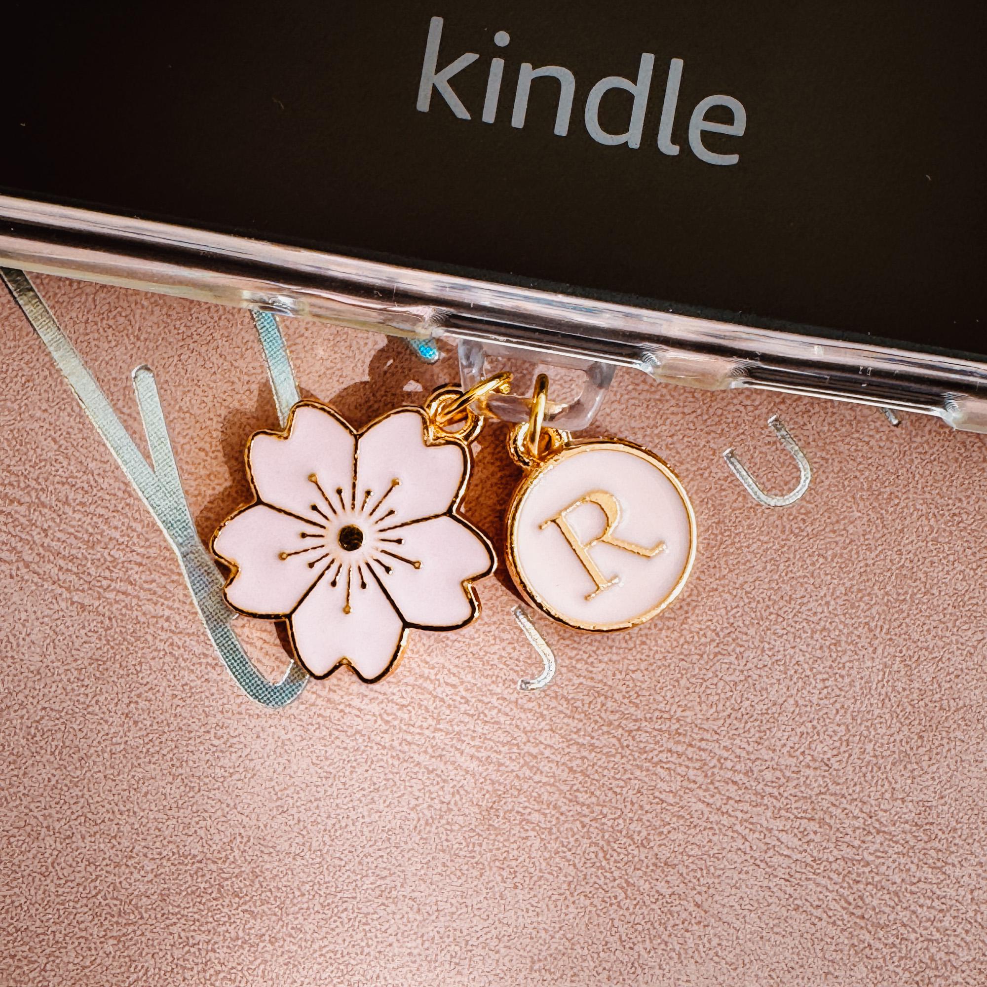 Personalized Kindle Charm, Flower and Initial Dust Plug Charm ...