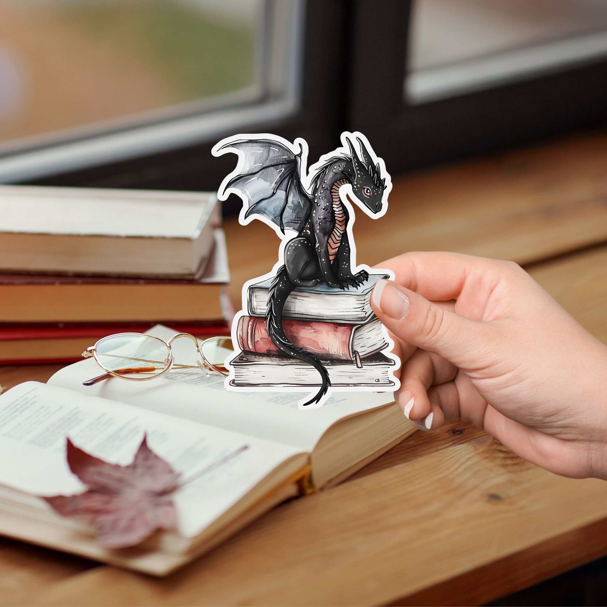 Book Dragon Fantasy Reader Sticker, Fourth Wing, Bookish Merch, Book ...