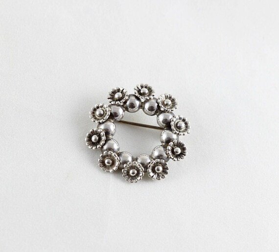 830 Silver Vintage Hermann Siersbol Denmark Pin Brooch - Gem