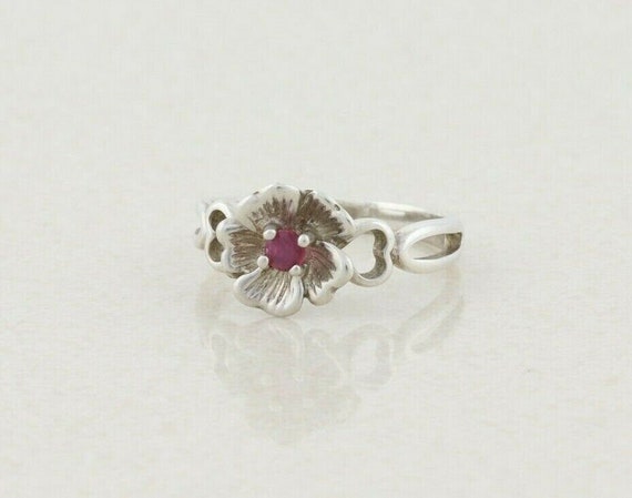 Sterling Silver Pink Topaz Flower Ring size 6 - Gem