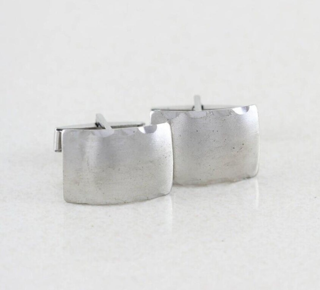Mens Sterling Silver Bullet Back Cufflinks Vintage 3/4" X 1/2" - Etsy