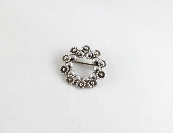 830 Silver Vintage Hermann Siersbol Denmark Pin Brooch - Gem