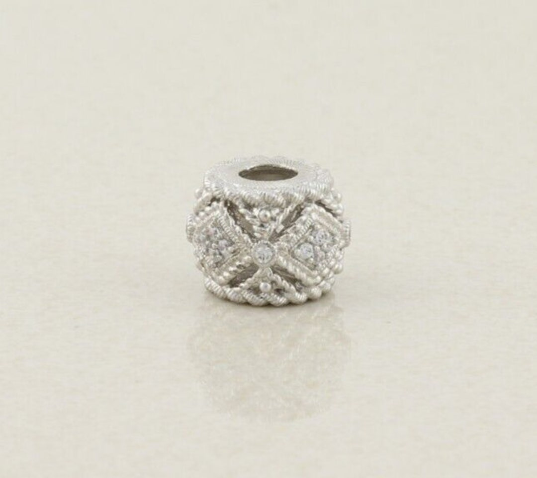 Sterling Silver Judith Ripka Cubic Zirconia Diamond Pattern Charm Bead ...