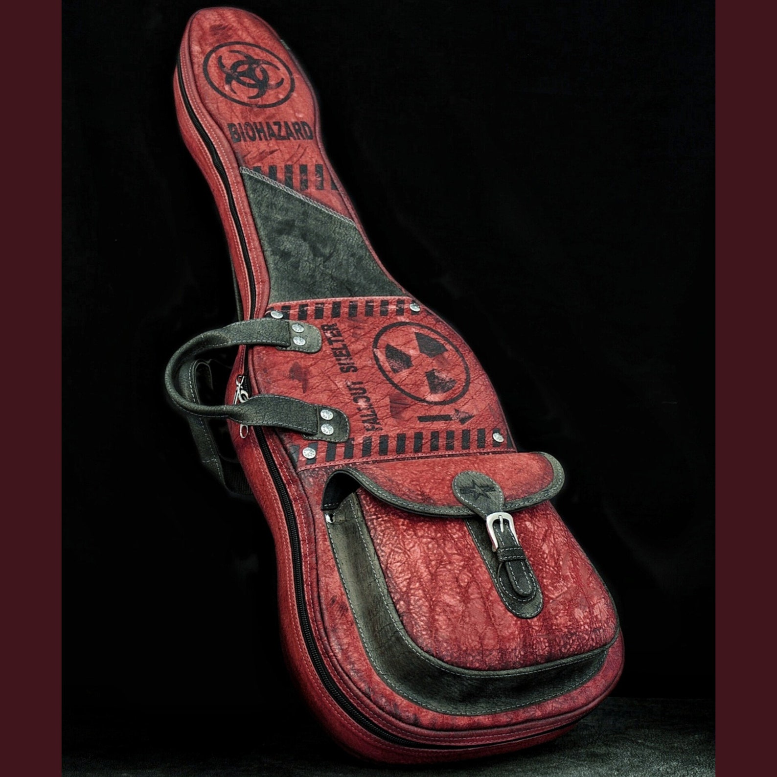 Leather Guitar Bag,post Apocalyptic Model, Electric Guitar Case, Guitar ...