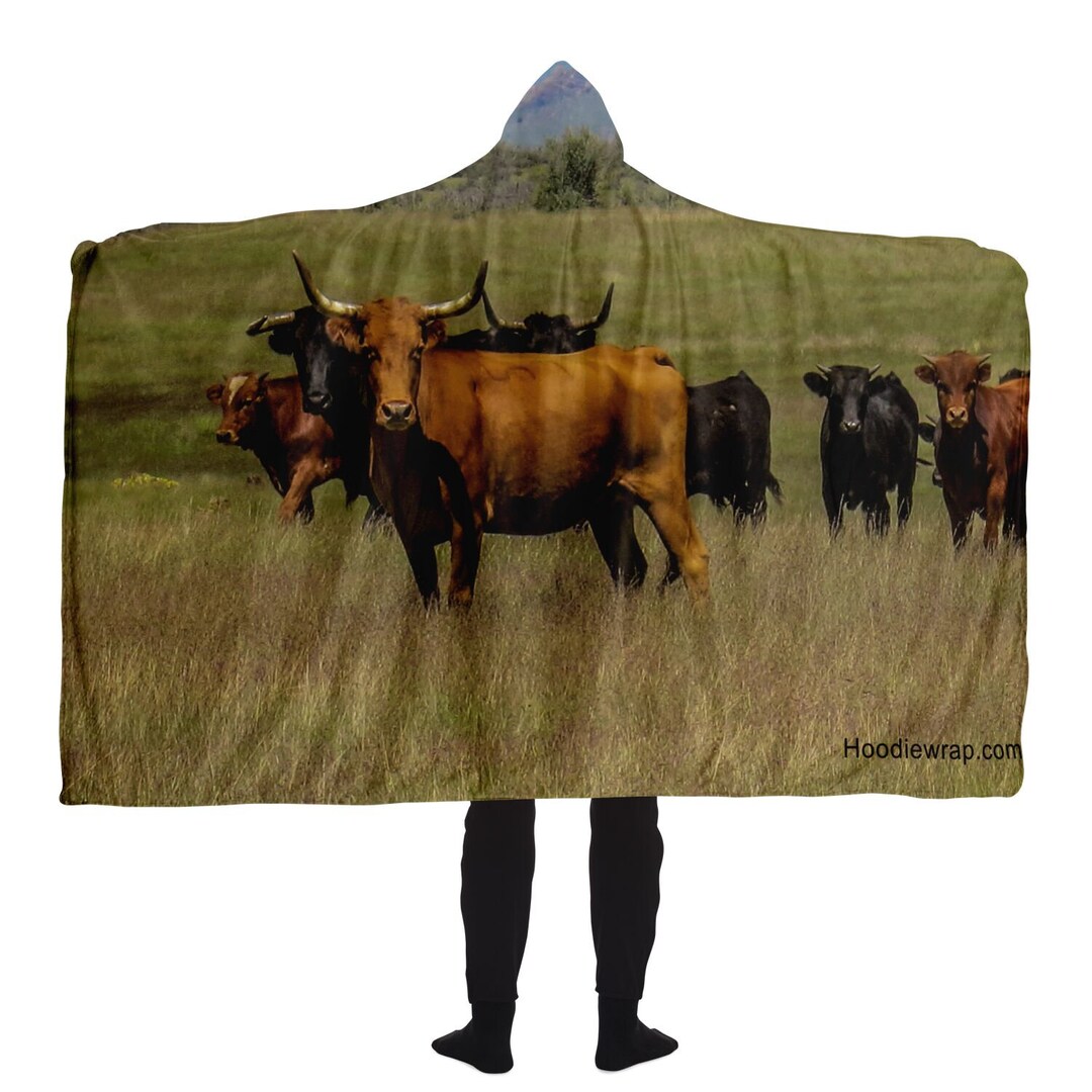 Hooded Photo Blanket Wrap Featuring Cows in the Pasture - Etsy