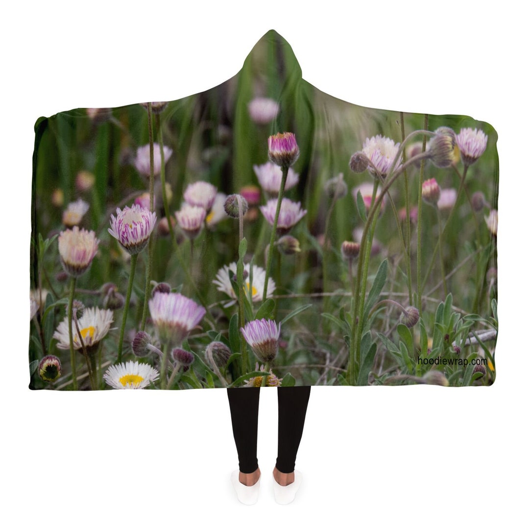 Pink Flowers in Grass, Photo Hooded Blanket Wrap - Etsy