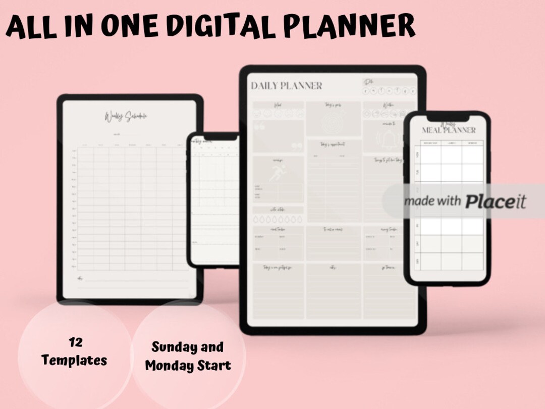 Digital PDF Printable Planners - Daily Planner, Meal Planner, Weekly ...